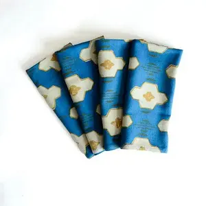 ICHCHA Modern Block Print Cloth Napkins - Blue