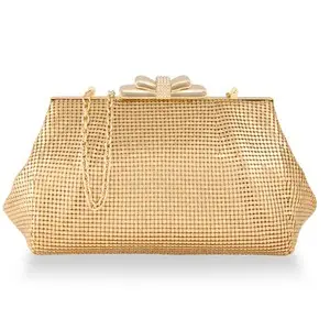 WHITING & DAVIS Blake Bow Clutch - Metallic Gold
