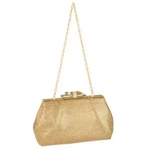 WHITING & DAVIS Blake Bow Clutch - Metallic Gold