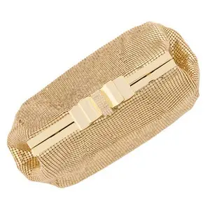WHITING & DAVIS Blake Bow Clutch - Metallic Gold