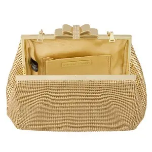 WHITING & DAVIS Blake Bow Clutch - Metallic Gold