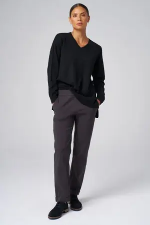 FRANNE GOLDE Structured Stretch Cuffed Tapered Pant - Carbon