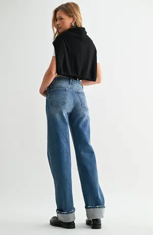 JEMINA DENIM Cuffed Wide Leg Jeans
