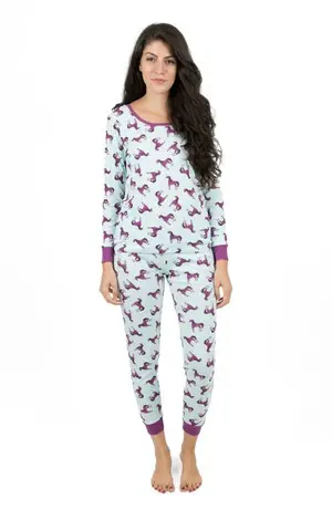 LEVERET Cotton Matching Family Pajamas - Unicorn