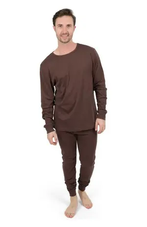 LEVERET Cotton Solid Matching Family Pajamas - Brown