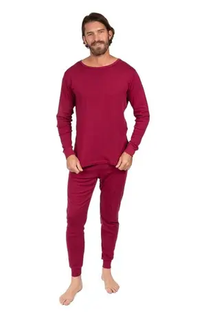 LEVERET Cotton Solid Matching Family Pajamas - Maroon