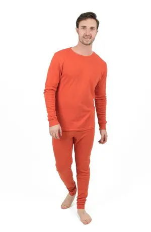LEVERET Cotton Solid Matching Family Pajamas Orange
