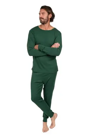 LEVERET Cotton Solid Matching Family Pajamas - Uniform Green