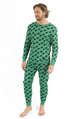 LEVERET Cotton Printed Matching Family Pajamas - Bunny Green