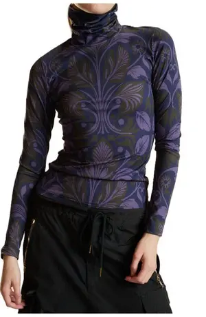 Cynthia Rowley Turtleneck Lycra Top - Purple Multi