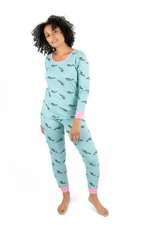 LEVERET Cotton Matching Family Pajamas - Whale