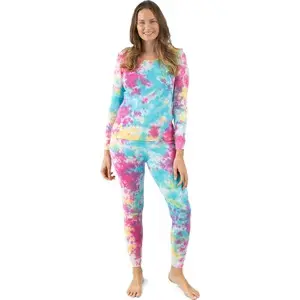 LEVERET Cotton Tie Dye Matching Family Pajamas - Tie Dye Rainbow