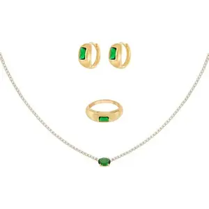 BEARFRUIT JEWELRY Emerald Rectangle Jewelry Set - Gold