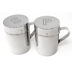 NORPRO Stainless Steel Salt And Pepper Shaker Set With Covers - Silver