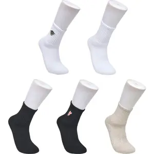 Ed Hardy Embroidery Half Cushion Mid Crew Socks 5-pack - White Multi