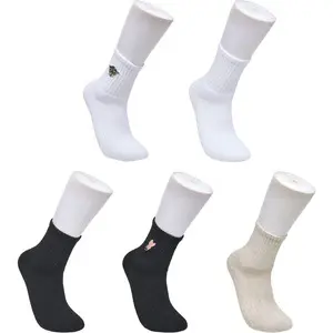 Ed Hardy Flower Embroidery Mid Crew Sock 5-pack - White Multi