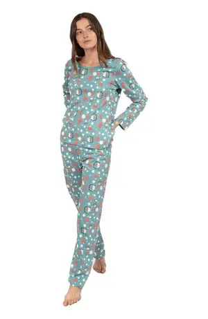LEVERET Loose Fit Cotton Matching Family Pajamas - Fish Tank