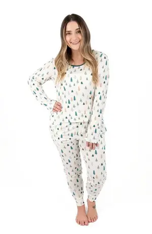 LEVERET Viscose Matching Family Holiday Pajamas Pine Tree