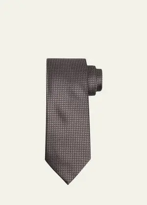 Zegna Neat Micro-jacquard Silk Tie - Gray