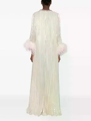 SELF-PORTRAIT Feather-embellished Maxi Dress
