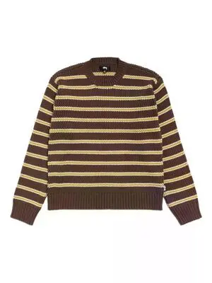 StÜssy Striped Crew-neck Sweater - Brown