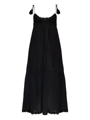 Ulla Johnson Linnea Tassel Crochet Midi Dress - Black