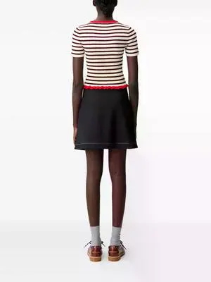 Claudie Pierlot Striped Embroidered Logo T-shirt