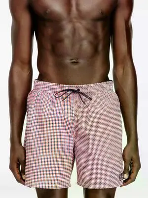 DIESEL® Check-pattern Swim Shorts - Red