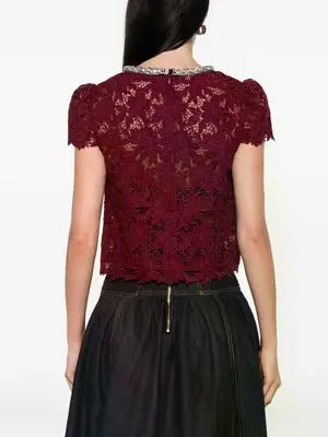 SELF-PORTRAIT Lace Crystal-trim Blouse