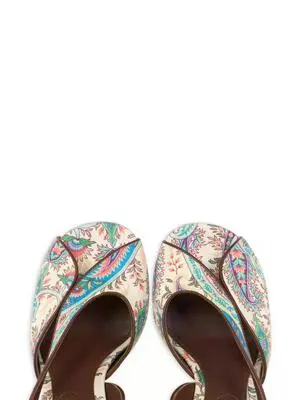 Etro High-heeled Sandals In Printed Cotton - Neutrals