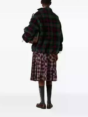 Miu Miu Checkered Teddy Fleece Jacket - Green