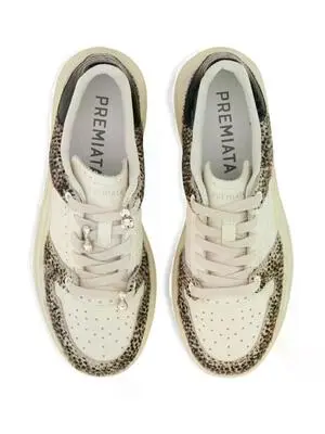 Premiata Quinnd 7655" Embellished Animal-print Leather Sneakers