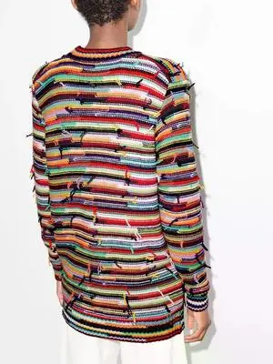 Chloé Striped Distressed Cardigan