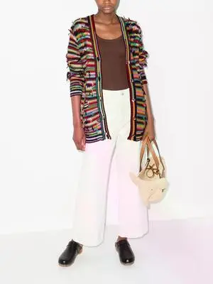 Chloé Striped Distressed Cardigan