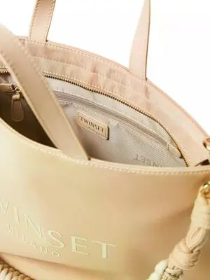 TWINSET Logo Lettering Braided Strap Tote Bag