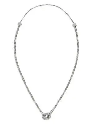Versace Tone Greca Interlocking Rings Necklace - Silver