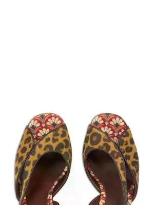 Etro Suede Platform Sandals With Animal Print And Floral Detail