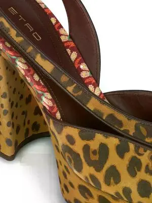 Etro Suede Platform Sandals With Animal Print And Floral Detail
