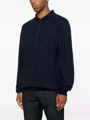 Canali Zip-neck Polo Shirt - Blue