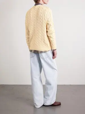 Polo Ralph Lauren Logo-embroidered Cable-knit Cotton Sweater - Neutrals