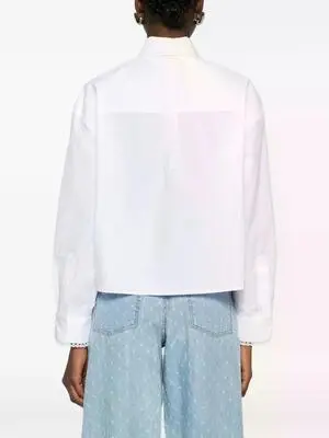 Maje Lace Trimmed Cotton Poplin Shirt