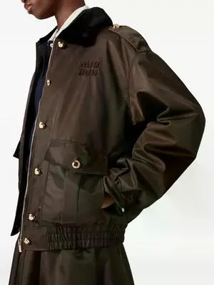 Miu Miu Padded Oversized Military Jacket With Shearling Collar