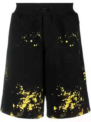 PLEIN SPORT Paint Splatter Track Shorts - Black