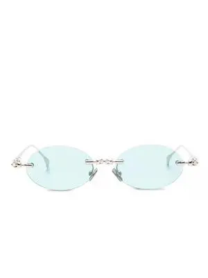 KUBORAUM Frameless Oval-frame Sunglasses - Silver