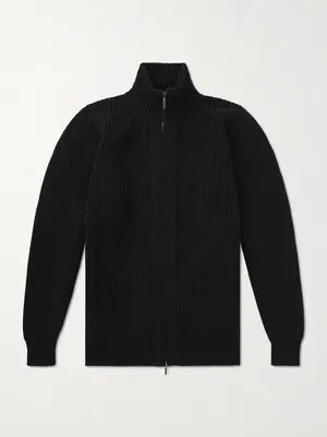 William Lockie Zack Ribbed Cashmere Cardigan
