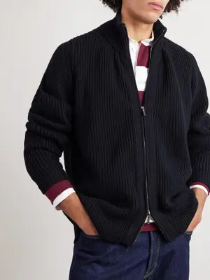 William Lockie Zack Ribbed Cashmere Cardigan