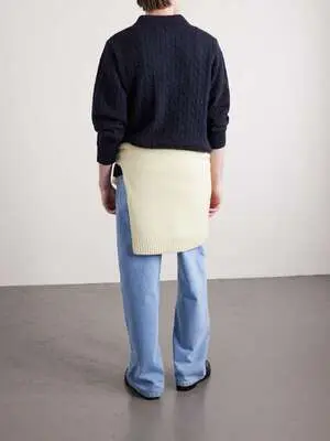FRAME Cable-knit Wool And Cashmere-blend Polo Sweater