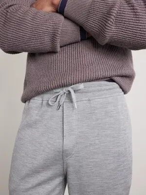 Brunello Cucinelli Tapered Cashmere-blend Jersey Sweatpants - Gray