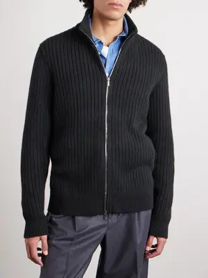 Massimo Alba Mirko Ribbed Cashmere And Alpaca-blend Zip-up Sweater