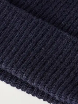 William Lockie Ribbed Cashmere Beanie - Blue